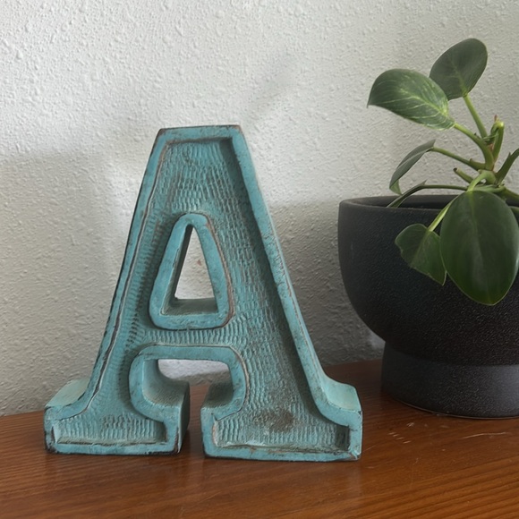 Wall Decor | Cynthia Rowley Rustic Turquoise Letter A Decor | Poshmark